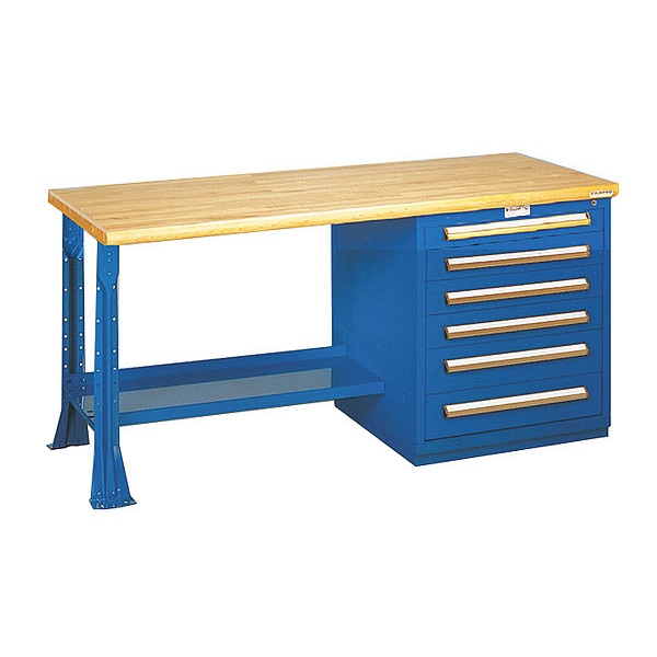 Equipto Modular Drawer Bench-30"Dx6FtWx34"H, BL 2586-6W-BL | Zoro