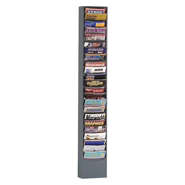 Durham Mfg Vertical Con-tur Literature Rack, 23 pockets, gray 401-95 | Zoro