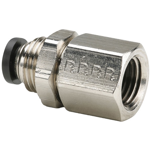 Parker Push-to-Connect Bulkhead, Brass, Silver 66PLPBH-4-4 | Zoro