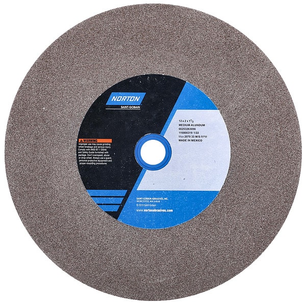 Norton Abrasives Grinding Wheel, 12 in. Dia, AO, 24 G, Brown ...