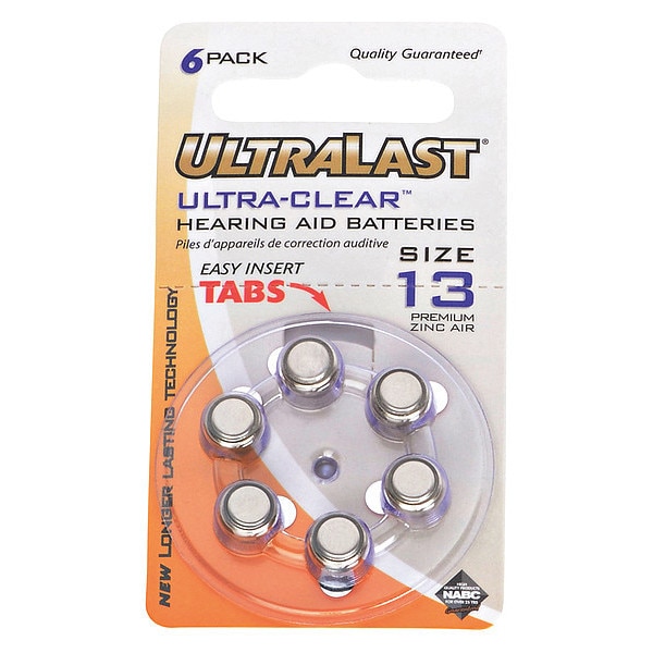 Ultralast Battery 1.35 Volt Zinc Air Ultralast Hearing Aid Battery ...