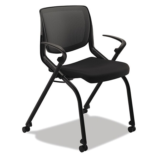 Hon BlackStacking Chair, 23.13"L34"H, Fixed, FabricSeat, MotivateSeries ...