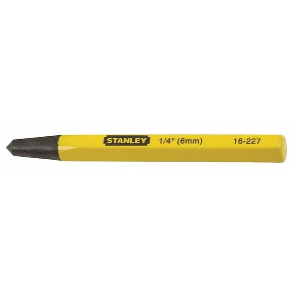 Stanley Center Punch,1/4 x 4 In,Yellow (16-227) | Zoro