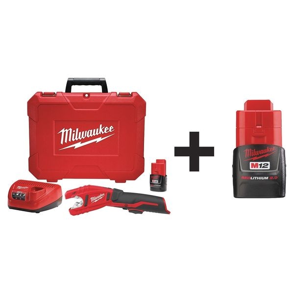 Milwaukee Tool M12 Copper Tubing Cutter Kit + M12 CP2.0 Battery 2471-21 ...