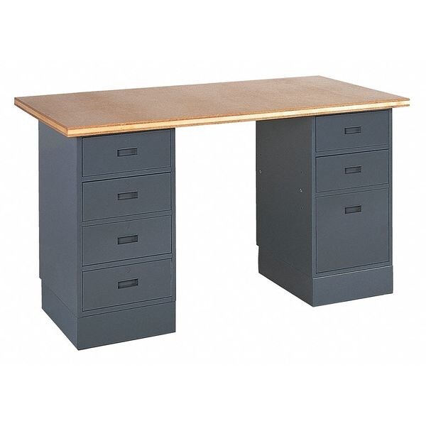 Zoro Select Workbench, Butcher Block, 72" W, 34" Height, Pedestal 7YE31 ...