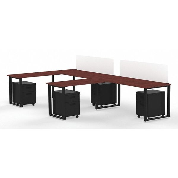 Marvel Aire L-Shape Desks (2), Peds (4), Screens (2), Mahogany Laminate ...