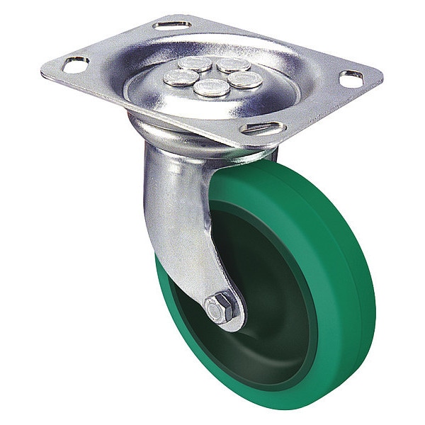 Revvo Swivel Caster With Green Rubber Wheel, 4 TS4 100 GR1E | Zoro