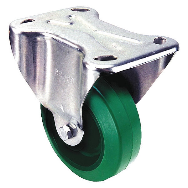 Revvo Rigid Caster With Green Rubber Wheel, 4" TF4 100 GR1E | Zoro