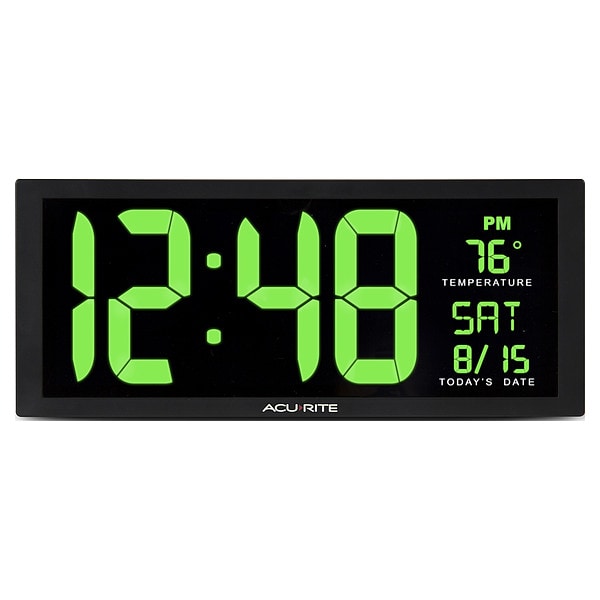 Zoro Select Large Digital Clock W/ Indoor Temperature, 14.5" 75155M | Zoro