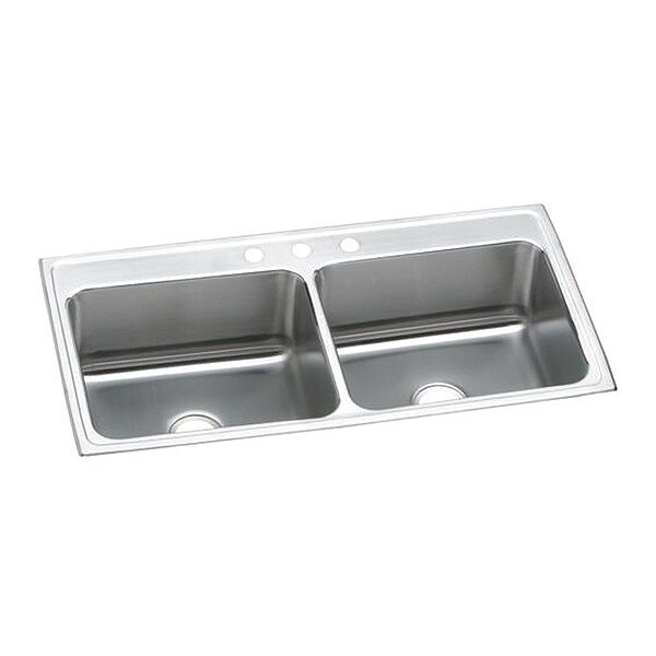 Elkay Gmet 18G 43ft x 22ft x 12.125ft 2Bwl Top Mount, 5 Hole, Lustrous ...