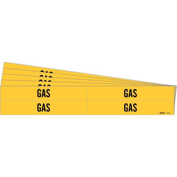 Brady Pipe Marker, Adhesive, Black, Gas, PK5, 7119-4-PK 7119-4-PK | Zoro