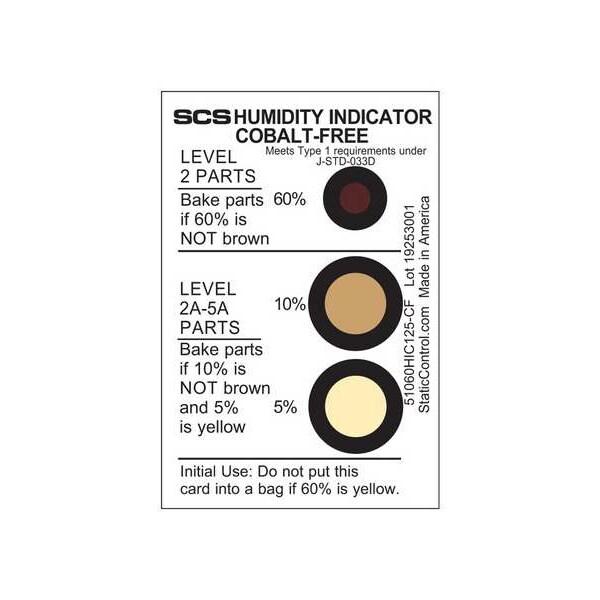 Scs Reversible Humidity Card, PK125 51060HIC125-CF | Zoro