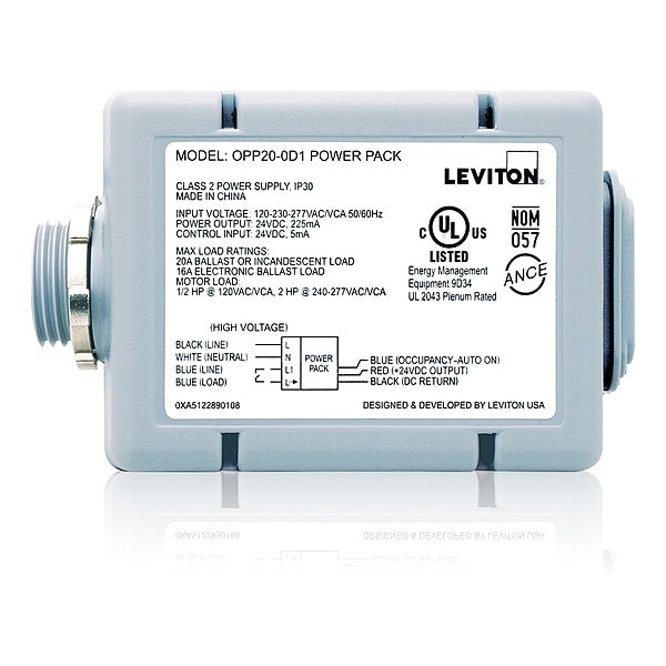 Leviton Occupancy Sensor Power Pack, Gray OPP20-D1 | Zoro