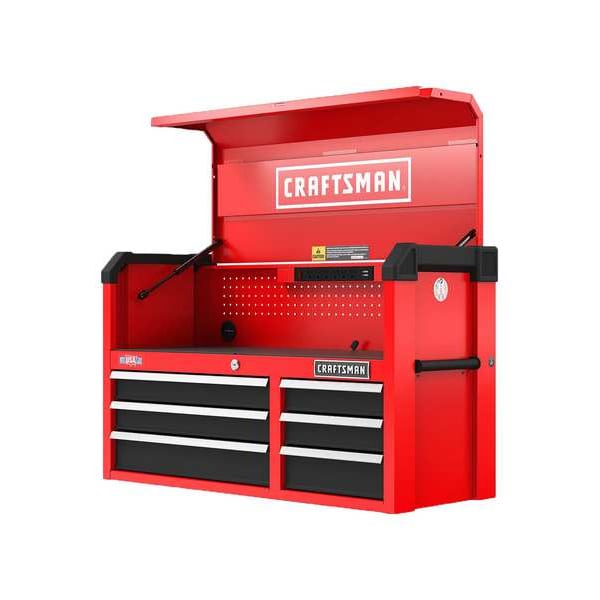 Craftsman S2000 Tool Chest W/ Light & Divider, 6 Drawer, Red, 44 in W x ...