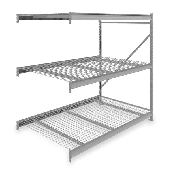 Tennsco Add-On Bulk Storage Rack, 48 in D, 72 in W, 3 Shelves, Gray ...