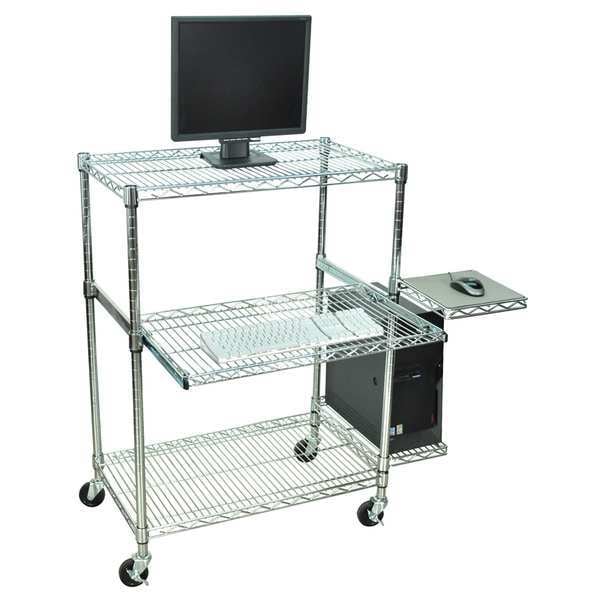 Luxor Computer Workstation, Portable, Chrome LICW4218 | Zoro