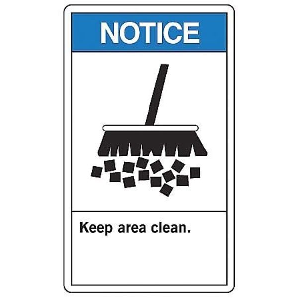 Accuform Notice, Keep Area Clean., 10" W x 14" H, Rectangle, Plastic ...