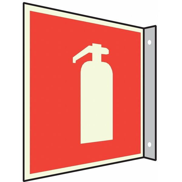 Addlight Fire Extinguisher Sign, 8" Height, 8" Width, Aluminum, Square ...