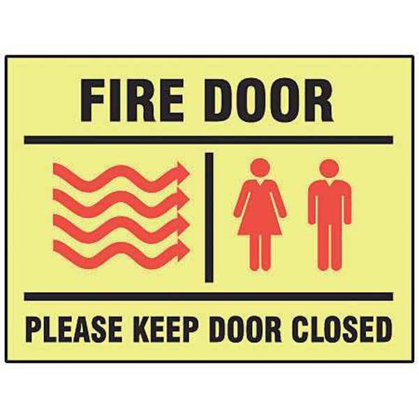Accuform Fire Door Sign, 7 x 10In, R and BK/YEL, ENG, 7" Height, 10 ...