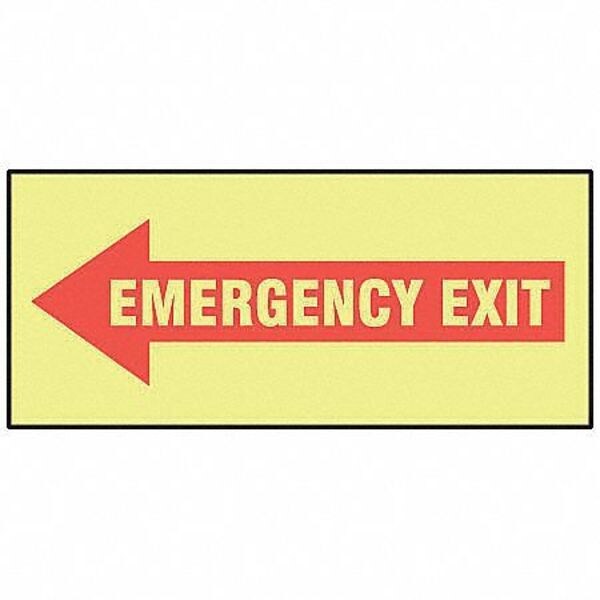 Accuform Emergency Exit Sign, English, 10" W, 3-1/2" H, Plastic, Red ...