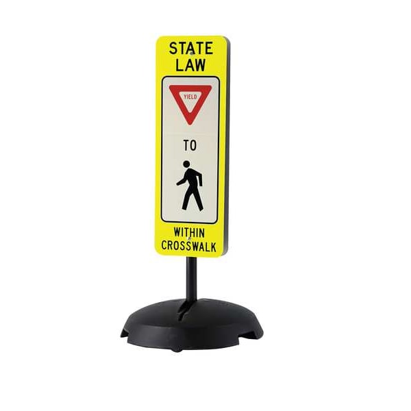 Tapco Traffic Sign with Base, 12 in W, 36 in H, Aluminum, Flourescent ...