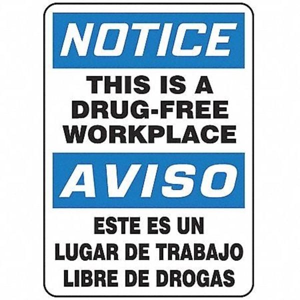 Accuform Notice/Aviso, This Is A Drug-Free Workplace/Este Es Un Lugar ...