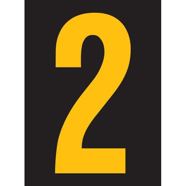Stranco Reflective Number Label, 2, 2-1/2in H, PK25 RUM200-2-YB | Zoro
