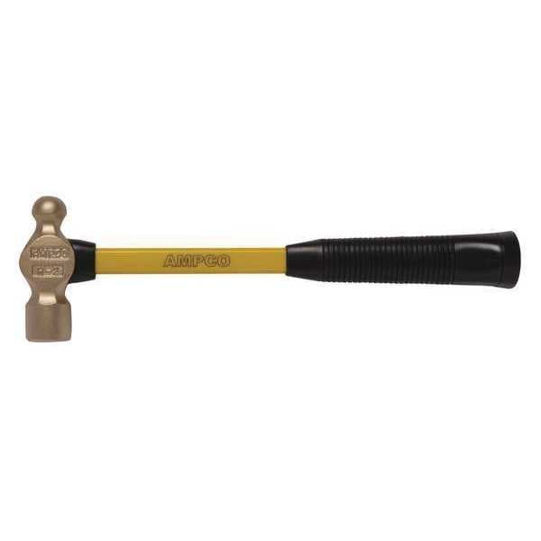 Ampco Safety Tools 12 oz. Nonmagnetic Ball Peen Hammer, 14" Fiberglass ...