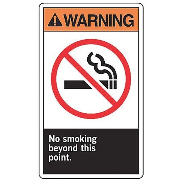 Accuform Warning No Smoking Sign, 14 in H, 10" W, Plastic, Rectangle ...