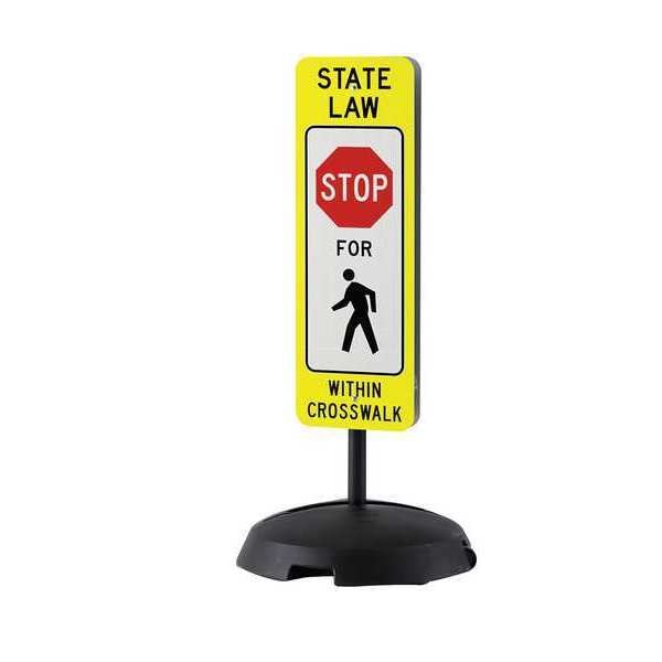 Tapco Traffic Sign, 12 in W, 36 in H, Aluminum, White, Yellow 373 ...