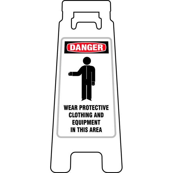 Safety Sign Two Sided Floor Stand Sign, 24 3/8 in Height, Plastic ...