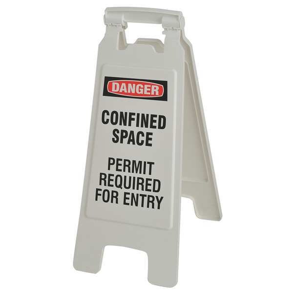 Safety Sign Two Sided Floor Stand Sign, 24 3/8 in Height, Plastic 28962 ...
