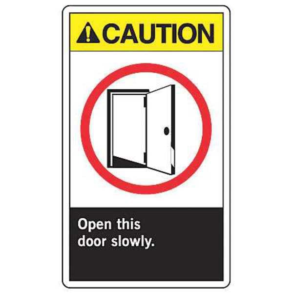 Accuform Caution, Open This Door Slowly., 10" W x 14" H, Rectangle ...