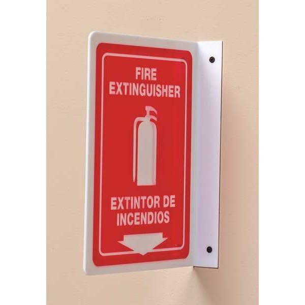 Accuform Fire Extinguisher Sign, 12X9", WHT/R SBPSP444 | Zoro