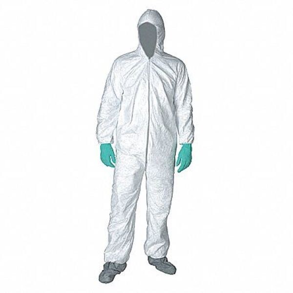 Lab Safety Supply Hooded Disposable Coverall, 3XL, 25 , White, Tyvek(R ...