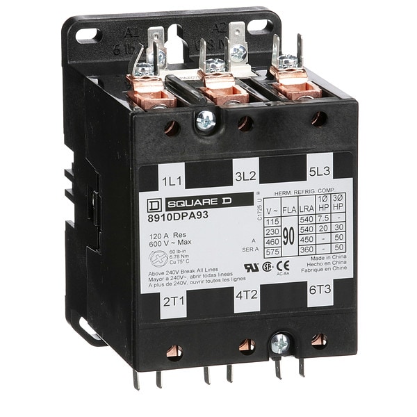 Square D Definite Purpose Magnetic Contactor, 208V-240V AC, 3 P, Non ...
