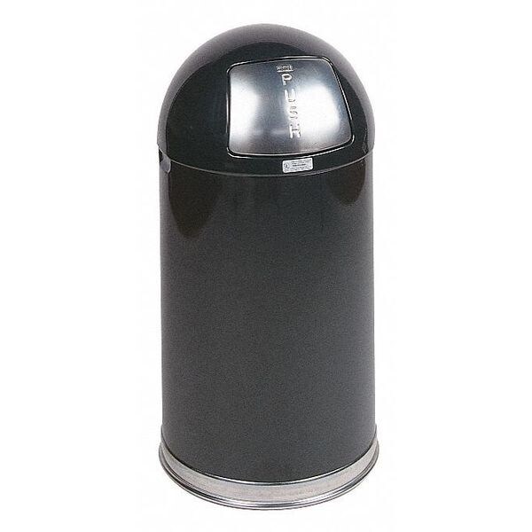 Rubbermaid 12 gal. Round Fire-Resistant Trash Can, Black, Swing, Steel ...