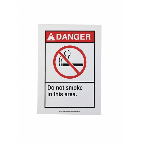 Accuform Danger No Smoking Sign, 14" Height, 10" Width, Aluminum ...