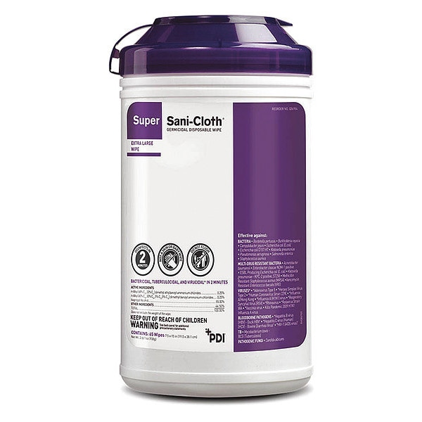 Pdi Canister, 65 Wipes, 15 in x 7 1/2 in Q86984 | Zoro