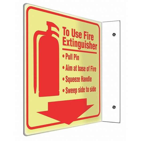 Accuform Fire Extinguisher Sign, 8X10", R/Glow PSP460 | Zoro