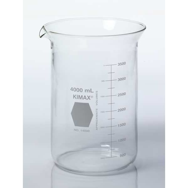 Kimble Chase Beaker, Borosilicate Glass, Low Form, 4 L / 1.06 gal ...