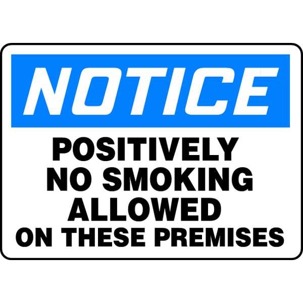 Accuform No Smoking Sign, 10" Height, 14" Width, Aluminum, Rectangle ...
