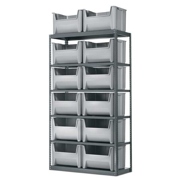 Akro-Mils Steel Bin Shelving, 42 in W x 79 in H x 18 in D, 6 Shelves ...
