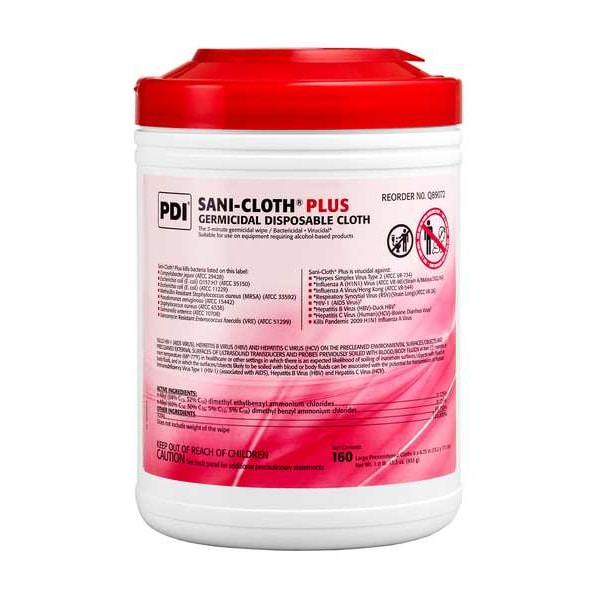 Pdi Germicidal Disinfecting Wipes, White, Canister, Hard, Non Porous ...