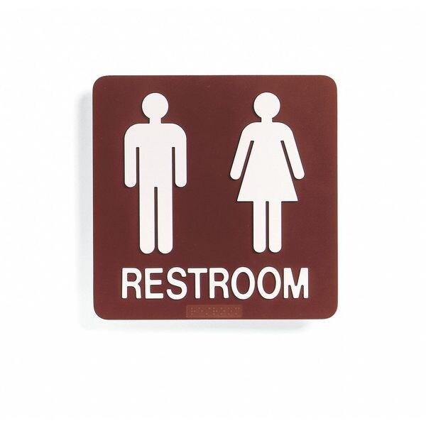 Sign Comply Restroom, 8" W x 8" H 42285-17 DARK BROWN | Zoro