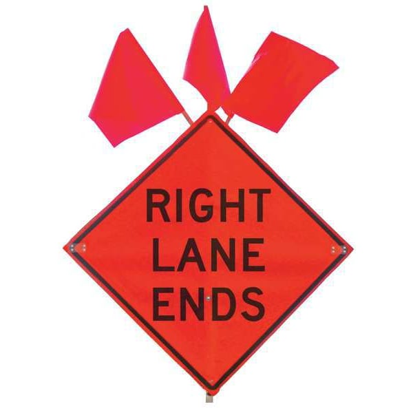 Eastern Metal Signs And Safety Lane Ends Traffic Sign, 36 in H, 36 in W ...