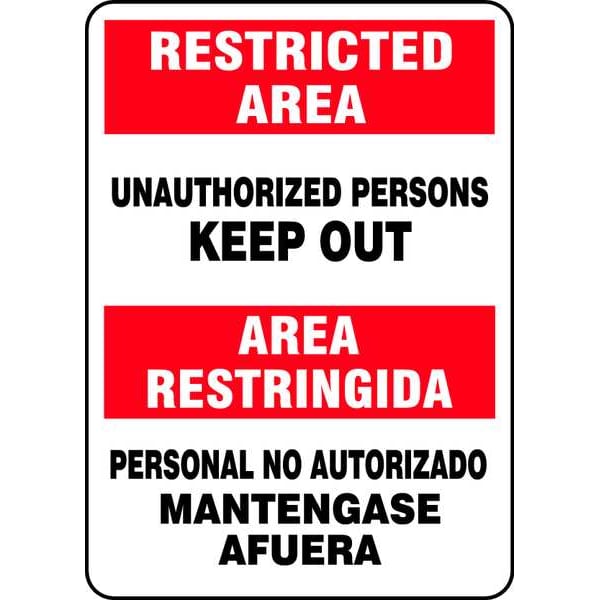 Accuform Spanish-Bilingual Restricted Area Sign, 14 in Height, 10 in ...