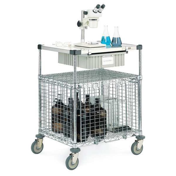 Metro Corrosion-Resistant Wire Security Cart with Solid Top Shelf, 600 ...