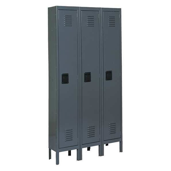 Edsal Wardrobe Locker, 36" W, 18" D, 78" H, (3) Wide, (3) Openings ...