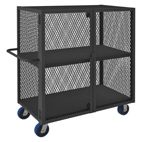 Zoro Select Dual-Latch Welded Mesh Security Cart with Fixed Shelves ...